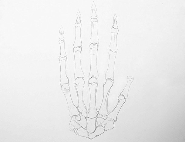 How to Draw a Skeleton Hand - Creepy Bone Hand Drawing Steps