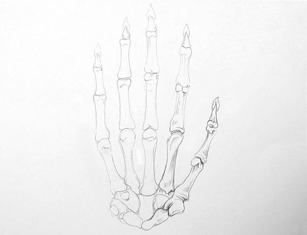 How to Draw a Skeleton Hand - Creepy Bone Hand Drawing Steps