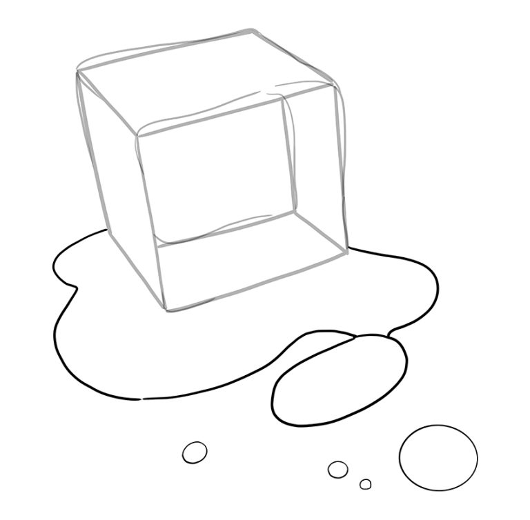 How to Draw an Ice Cube - An Easy Melting Ice Cube Drawing
