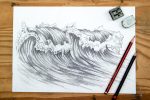 How to Draw Waves - A Realistic Ocean Wave Sketch in Pencil