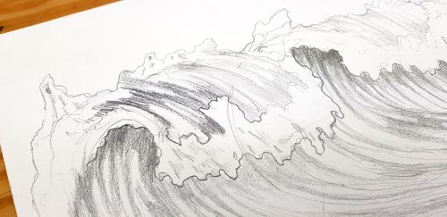 How to Draw Waves - A Realistic Ocean Wave Sketch in Pencil