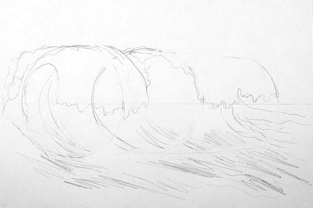 How to Draw Waves - A Realistic Ocean Wave Sketch in Pencil