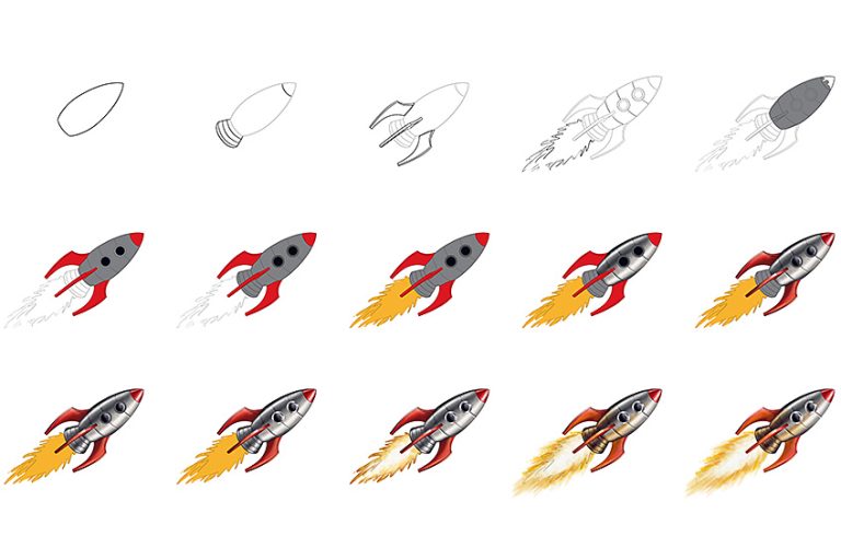 How to Draw a Rocket - An Easy Rocket Drawing Tutorial