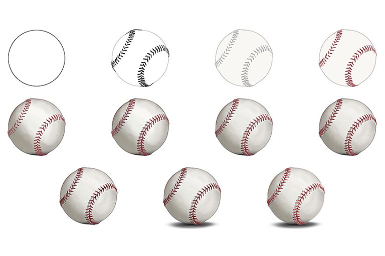 How to Draw a Baseball - A Realistic Baseball Drawing