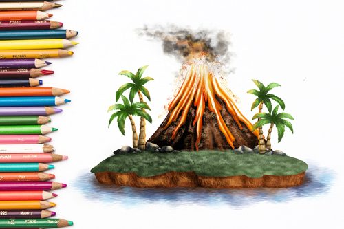 How to Draw a Volcano - A Realistic Volcano Drawing Tutorial