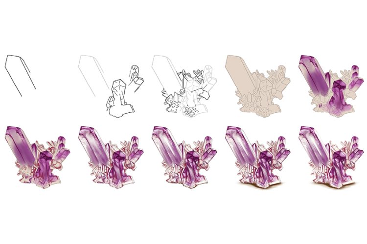 How to Draw a Crystal - An Aesthetic Crystal Drawing