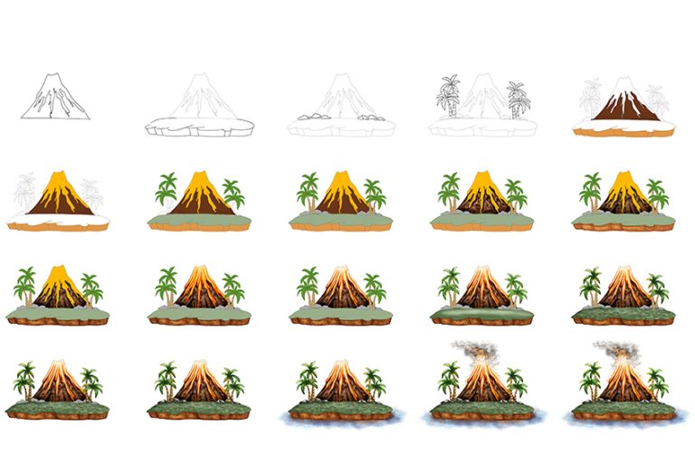 How to Draw a Volcano - A Realistic Volcano Drawing Tutorial