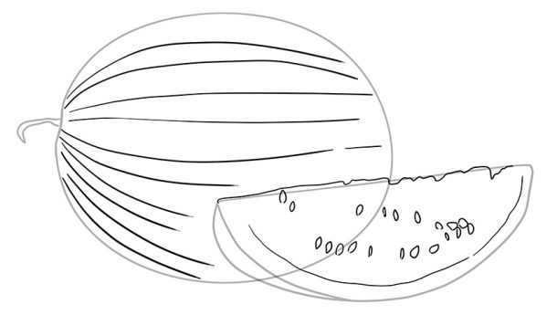 How to Draw a Watermelon - An Easy Watermelon Drawing