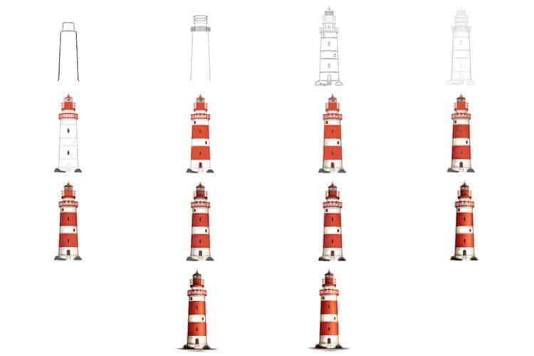 How to Draw a Lighthouse - An Easy Lighthouse Drawing