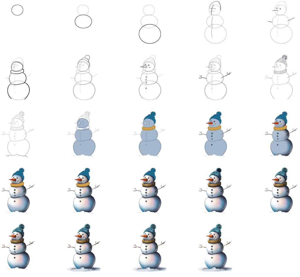 How to Draw a Snowman - Create a Magical Snowman Sketch