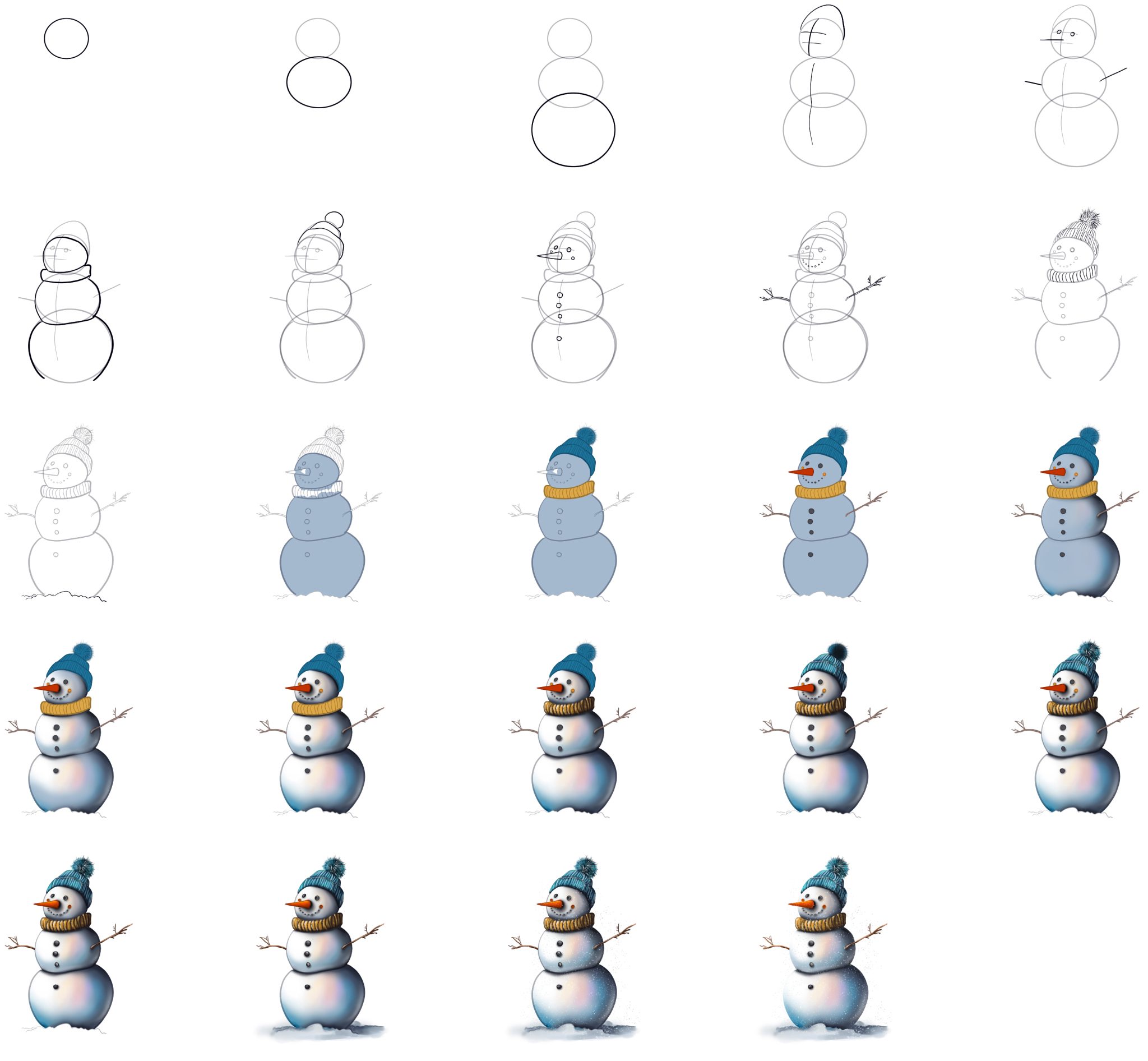 How to Draw a Snowman - Create a Magical Snowman Sketch