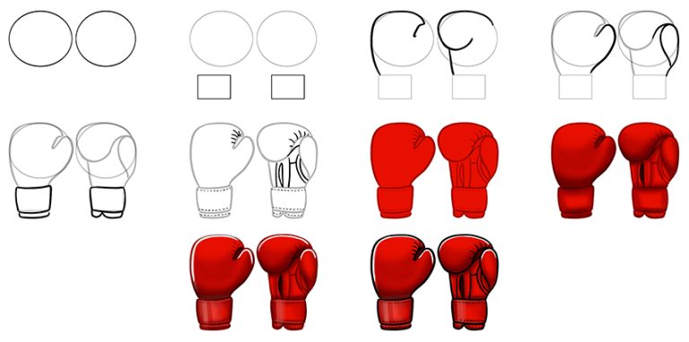 How to Draw Boxing Gloves - Learn to Draw Striking Boxing Gloves