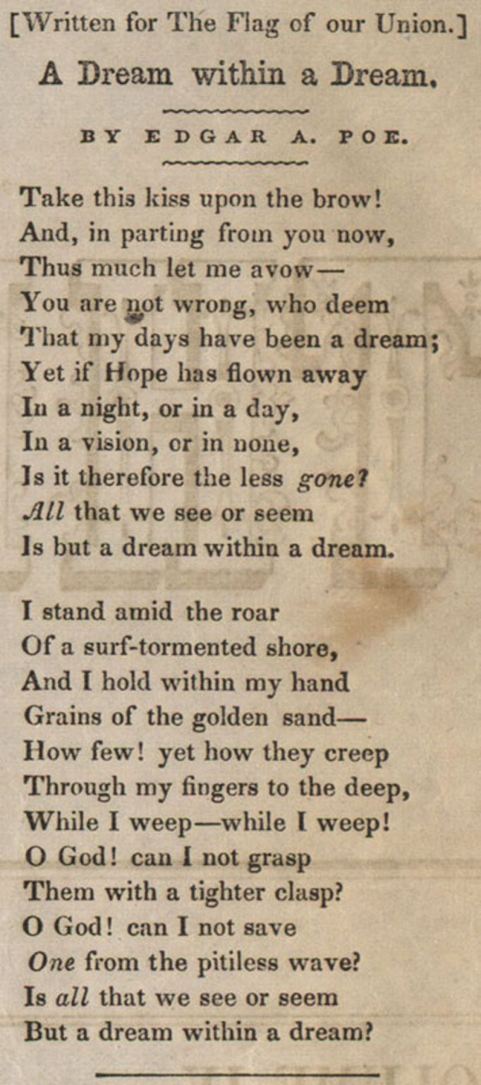"A Dream Within a Dream" by Edgar Allan Poe - An Analysis